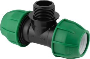 Agri PE T-Stuk knel x buitendraad - 32 mm x 1'' x 32 mm Teruplast