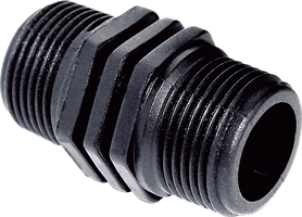 PP dubbele nippel buitendraad - 1/2'' Teruplast