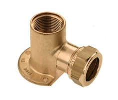 Bonfix muurplaat messing - binnendraad x knel - 3/4 x 22 mm'' Teruplast